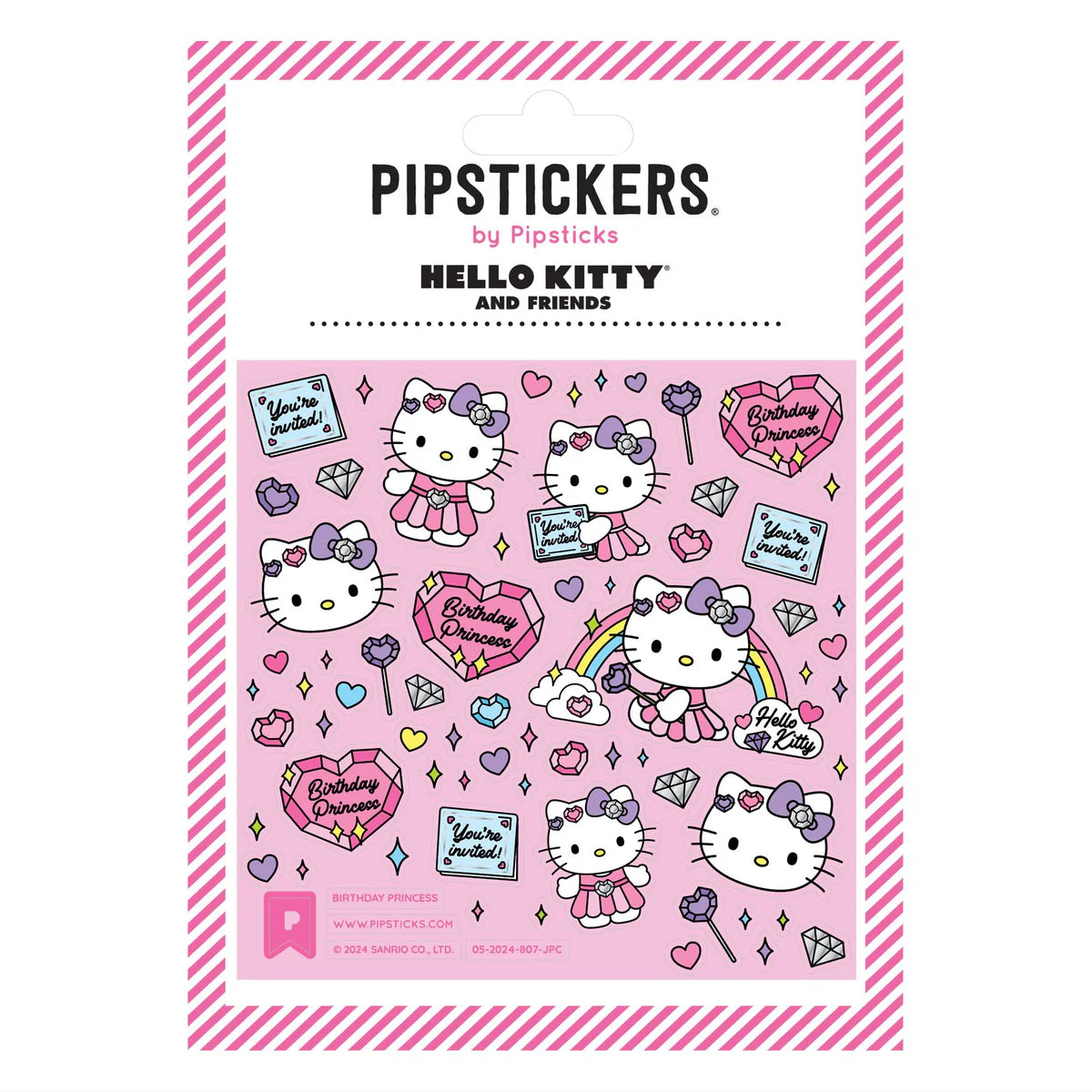 Pipsticks® 4x4" Sticker Sheet: Hello Kitty Birthday Princess – Growing ...