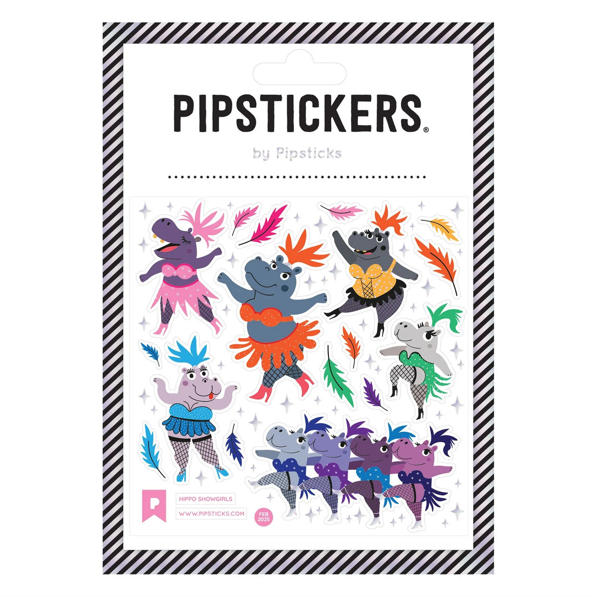 Pipsticks® 4x4" Sticker Sheet: Hippo Showgirls – Growing Tree Toys