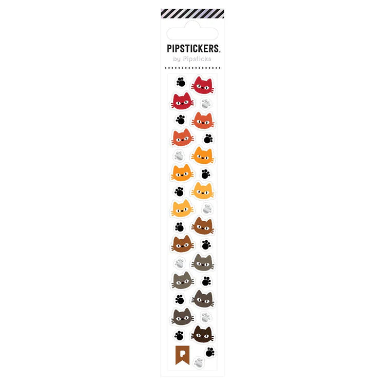 Pipsticks® 1" x 6" Sticker Sheet: Feline Faces – Growing Tree Toys