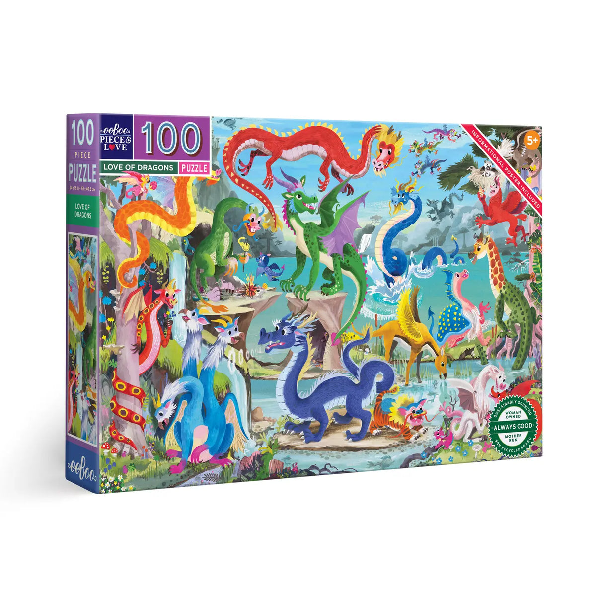 eeBoo 100 Piece Puzzle Love of Dragons – Growing Tree Toys