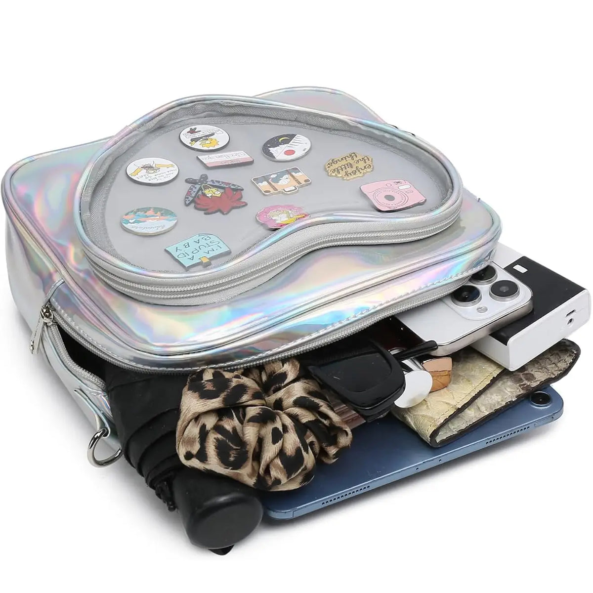 Mavi Bandz Laser Silver Clear Heart Backpack Crossbody Bag – Growing ...