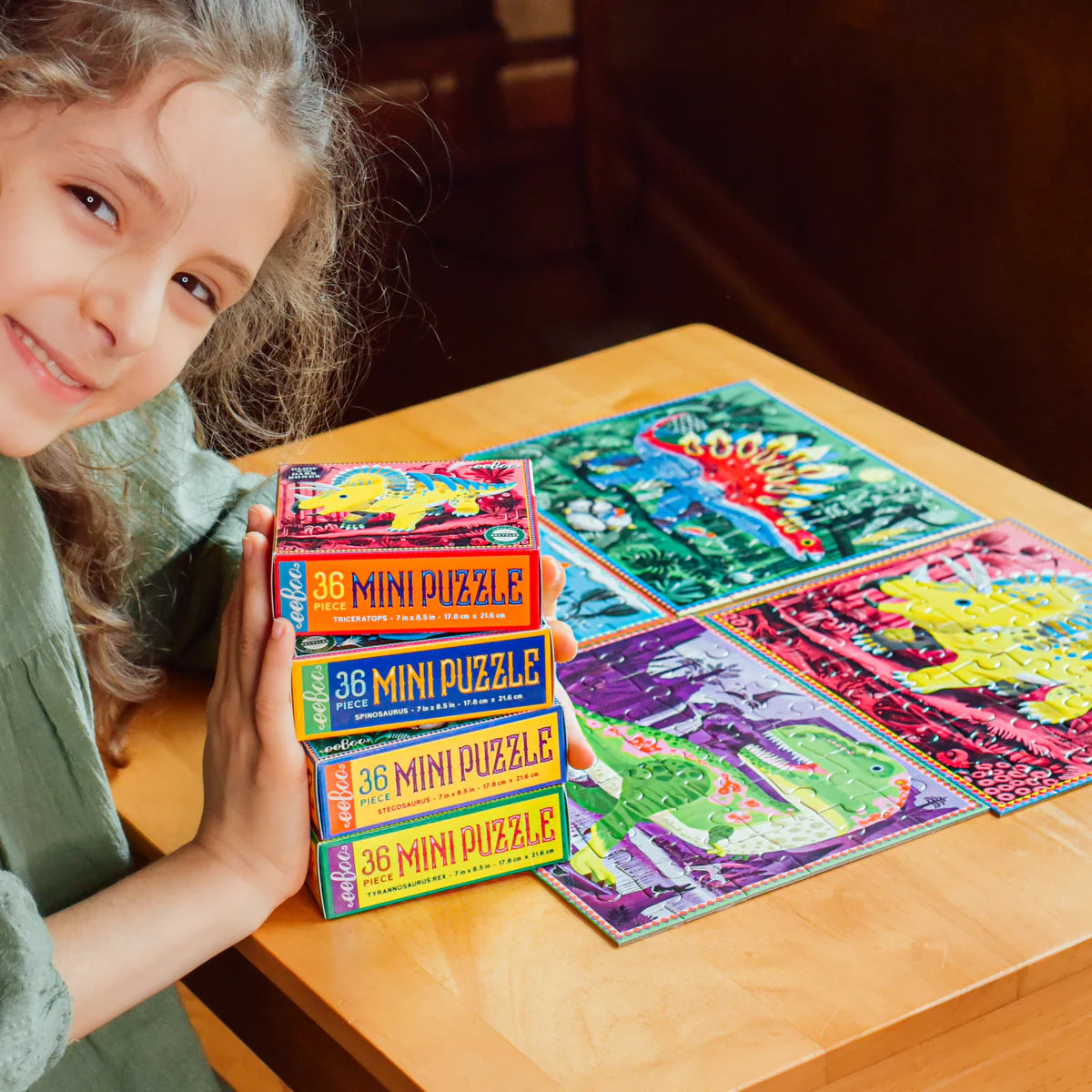 eeBoo Mini Puzzles Dinosaur Assortment – Growing Tree Toys