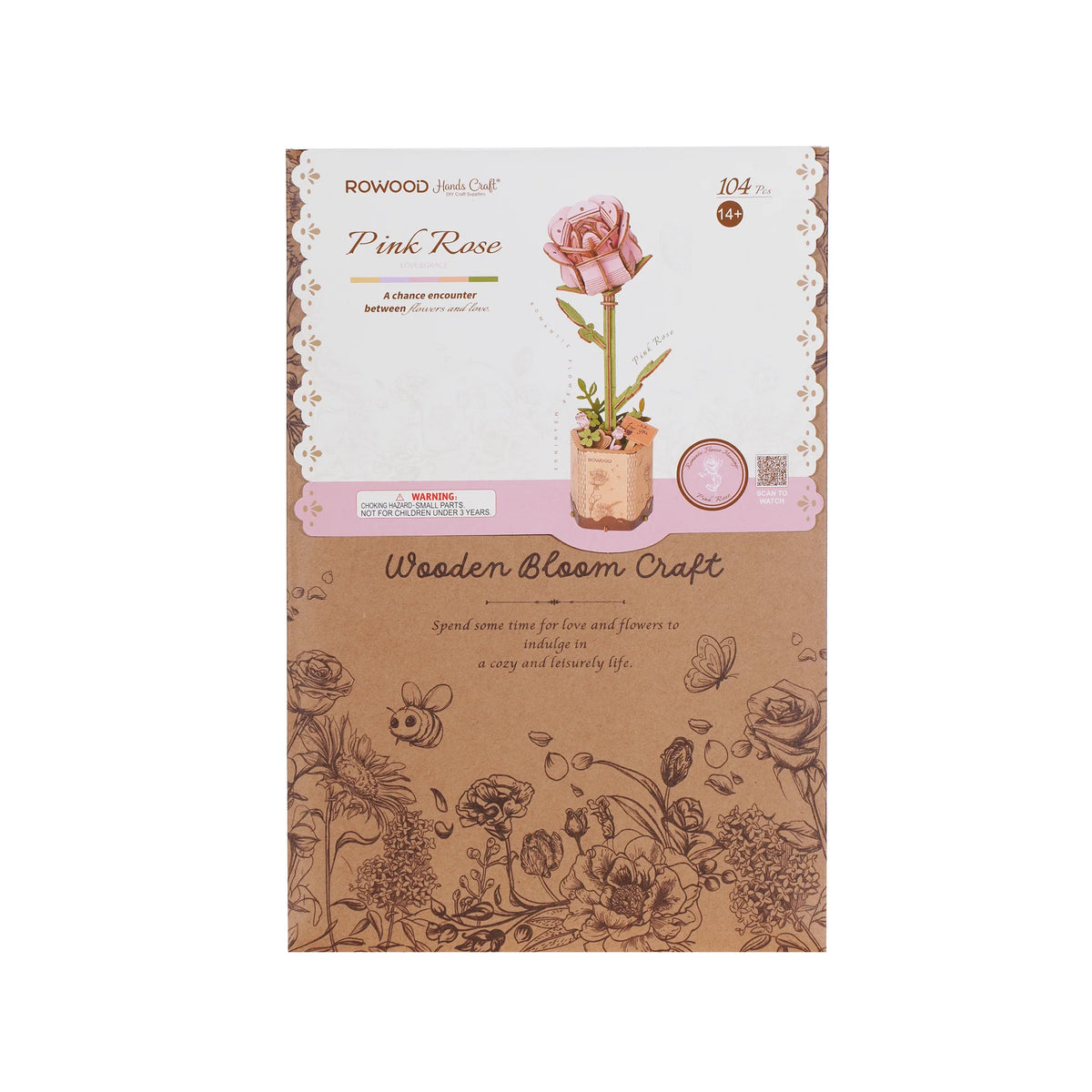 Hands Craft Wooden Bloom Craft: Pink Rose – Growing Tree Toys