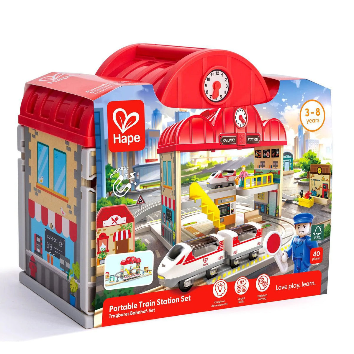 Hape Portable Train Station Set – Growing Tree Toys