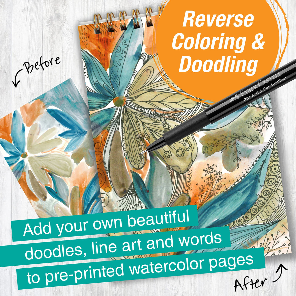 Faber-Castell Reverse Coloring & Doodling Book - Neutrals Edition ...