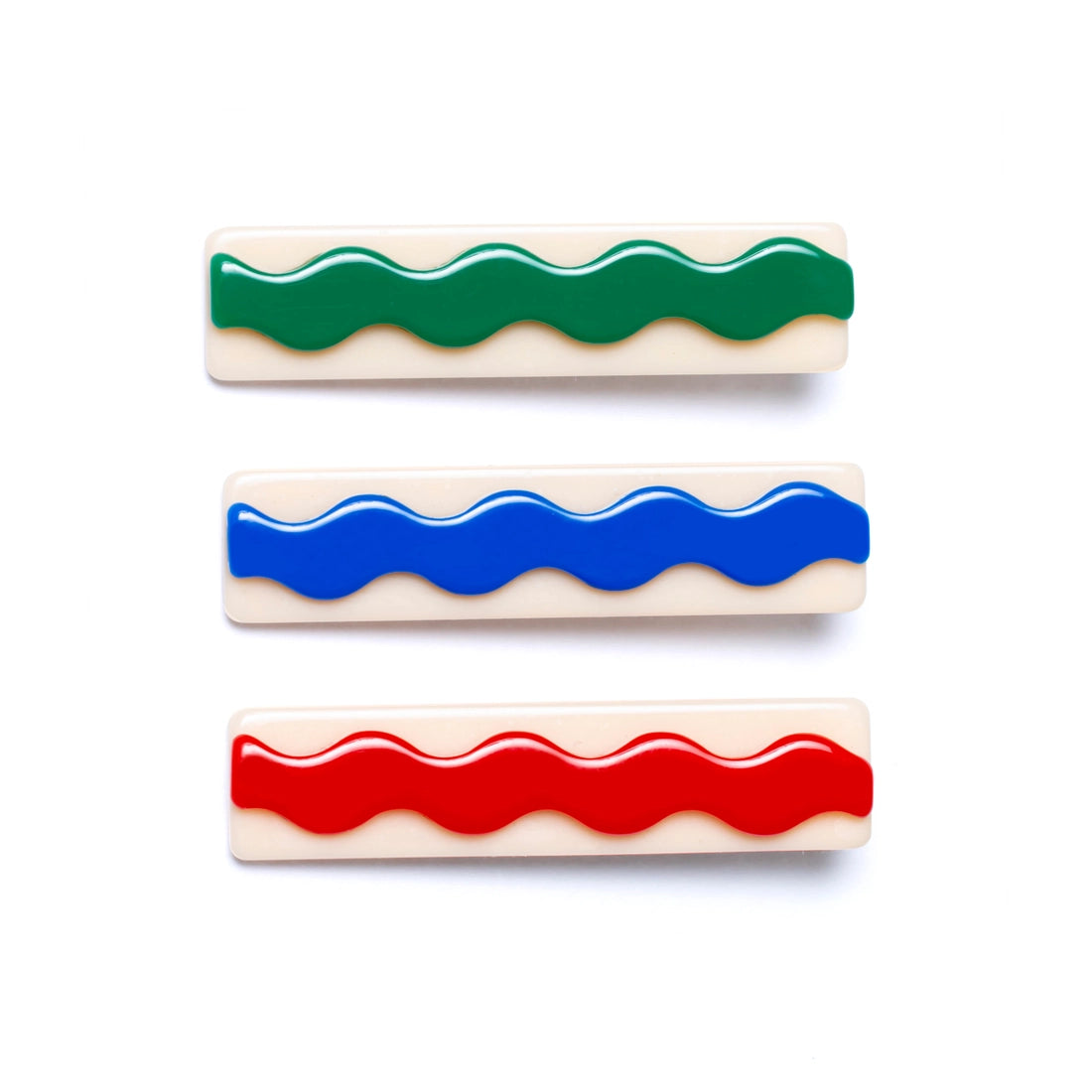 Lilies & Roses Hair Clips Three Ric-Rac Red, Royal Blue & Green ...
